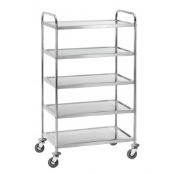 Carucior din inox cu 5 polite pentru uz HoReCa